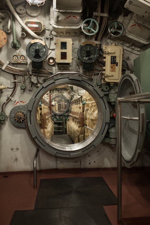 Inside Submarine Opened Round Hatch Stock Image - Image of inside ...