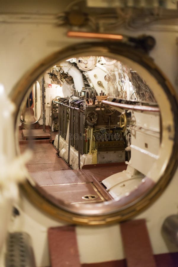Inside of submarine. stock photo. Image of inside, deck - 64508976