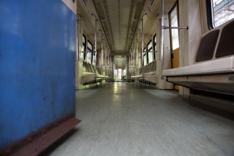 Inside the subway car stock image. Image of interior - 85131645