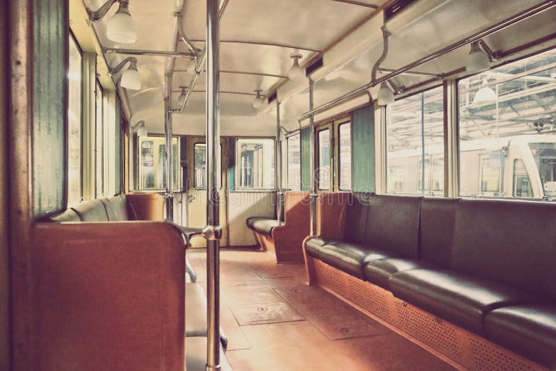 Inside the subway car stock image. Image of interior - 85131645