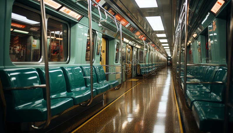 Inside the Subway Train, the Illuminated City Speeds by Generated by AI ...