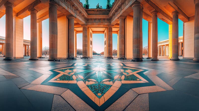Inside of Symmetrical Brandenburg Gate View, Classical Architecture ...