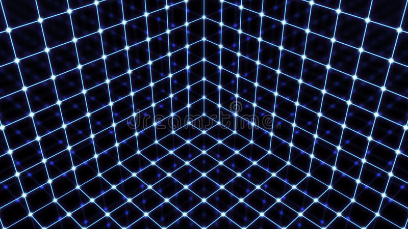 Synthwave Retro Grid Tunnel and Futuristic Diamond Neon Lights Glow ...