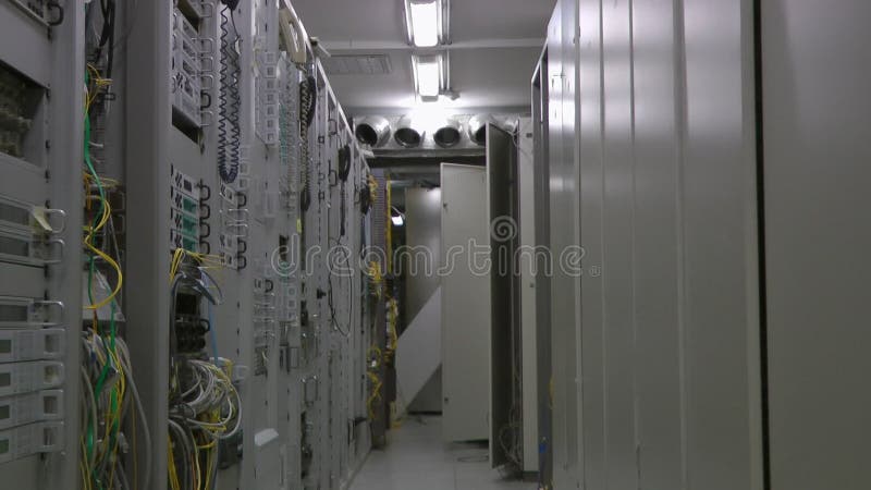 Inside Telecom Server Room, Moving, Zooming. Stock Footage - Video of ...