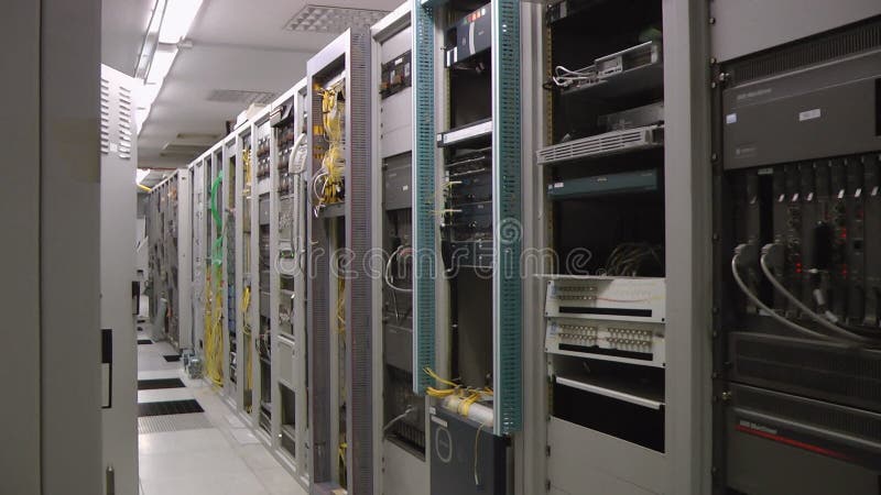 Inside Telecom Server Room, Panorama. Stock Video - Video of provider ...