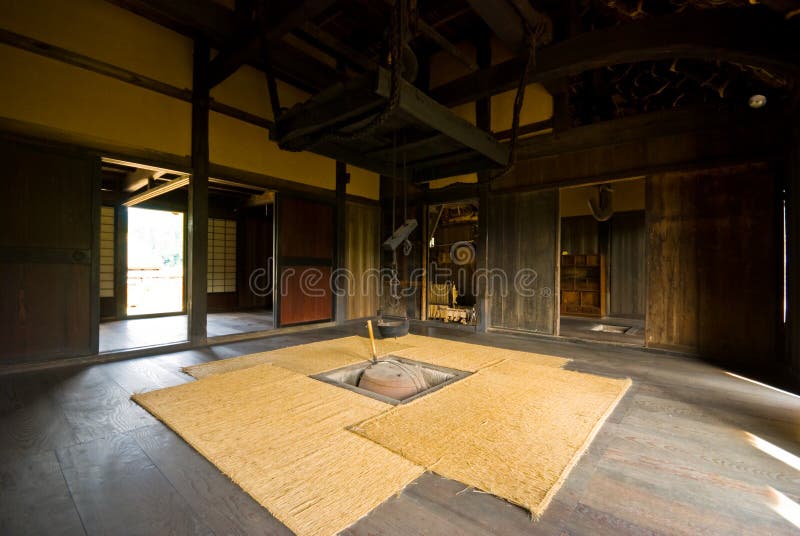 Inside of Thatched Farmhouse. Stock Image - Image of building, yuwaku ...
