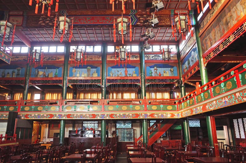 Interior of Stage Building with Lantern Decoration Stock Photo - Image ...