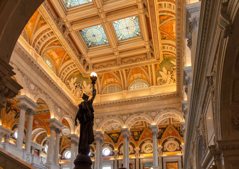 Inside Thomas Jefferson Library of Congress Building, Washington DC ...