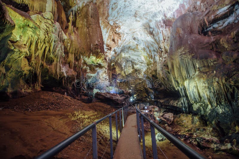 Inside Touristic Prometheus Cave at Tskaltubo, Imereti Region, Georgia ...