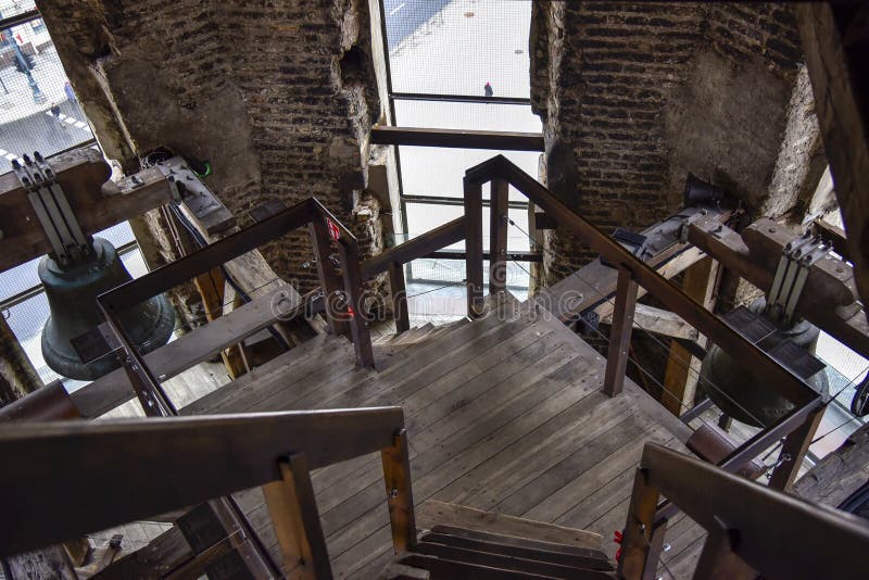 Inside the Tower with Bells of the Ancient City Stock Image - Image of ...