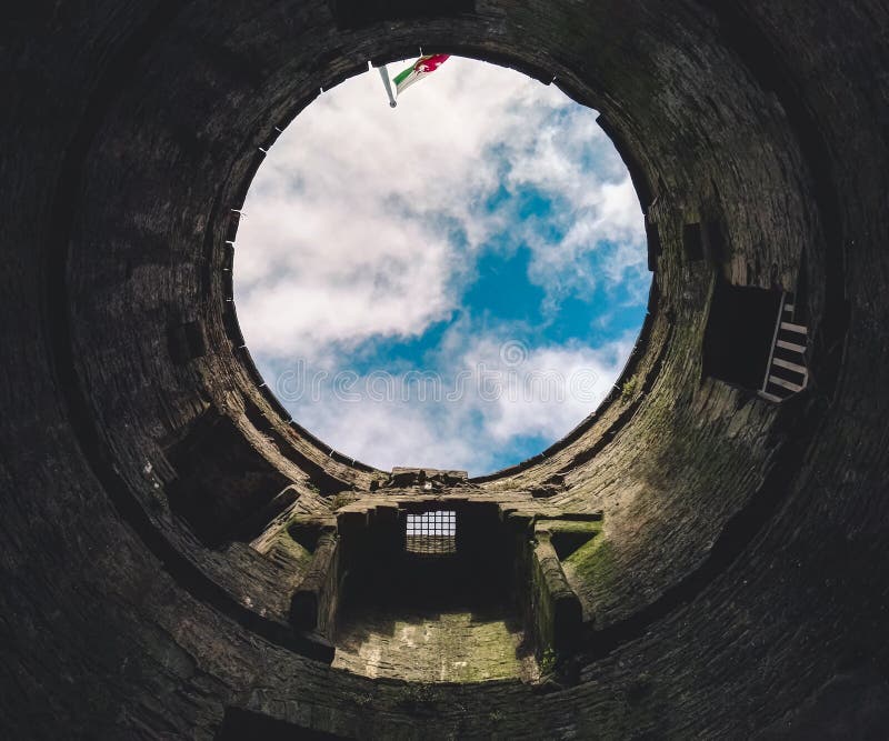 Inside a tower and clouds stock photo. Image of fortress - 76405256