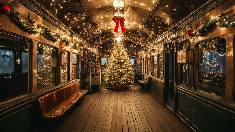 Inside Train Carrage Christmas Decoration. by Generative Ai Stock ...