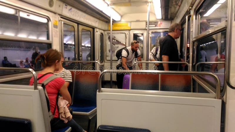 Inside a Train in the Paris Metro Editorial Image - Image of train ...