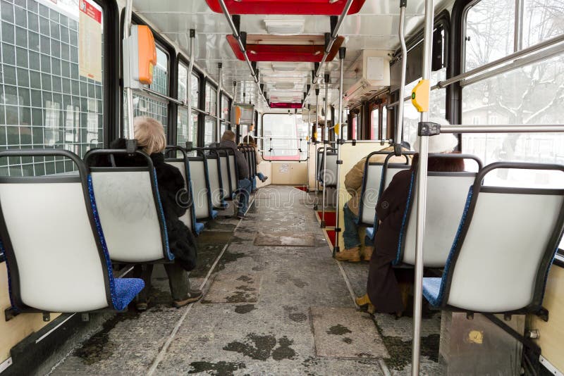 Inside tram. editorial image. Image of poland, typical - 28708165