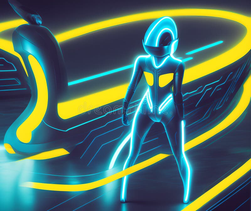 Inside the Tron, Generative AI Illustration Stock Illustration ...