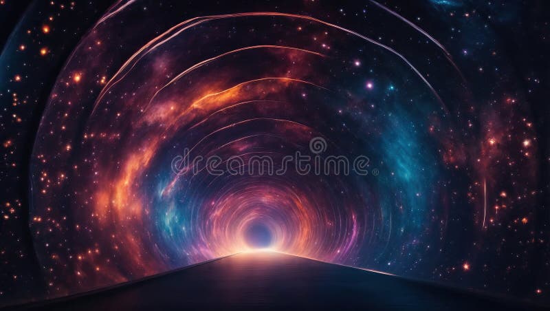 Inside a Tunnel Made of Nebula Stars Stock Illustration - Illustration ...