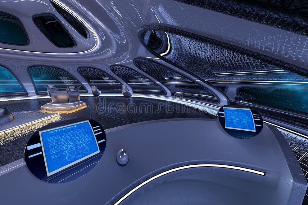 Inside the Ufo Space Ship Control Panel Nice View Stock Illustration ...