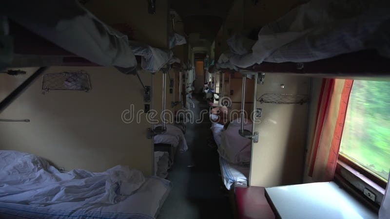 Inside Ukrainian Second Class Sleeping Carriage Stock Footage - Video ...