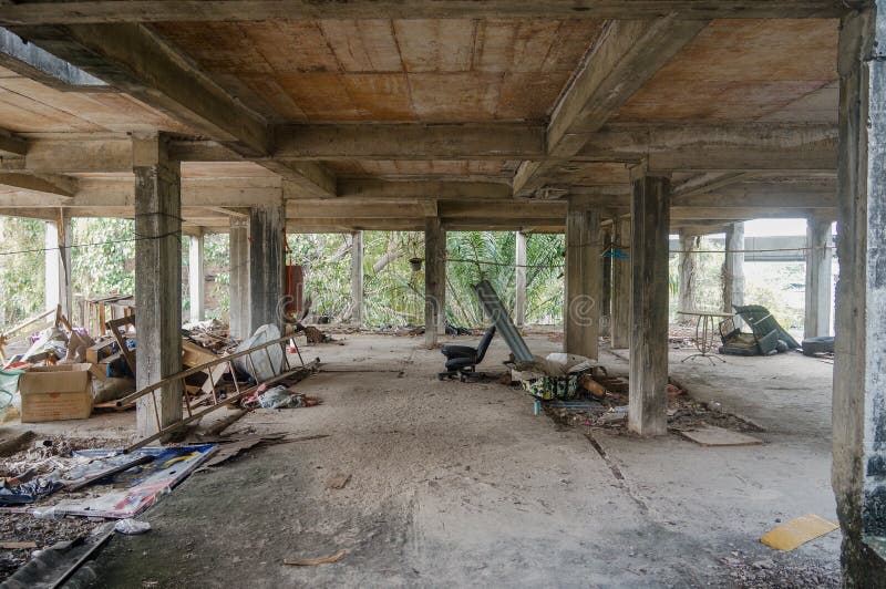 Inside an Unfinished Abandoned Building in Thailand. Stock Photo ...