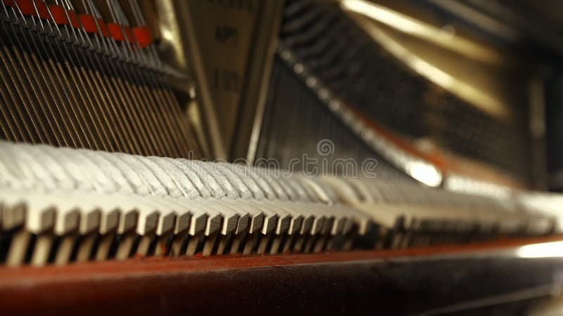 Hammers in a Vintage Piano Hit the Strings Stock Footage - Video of ...