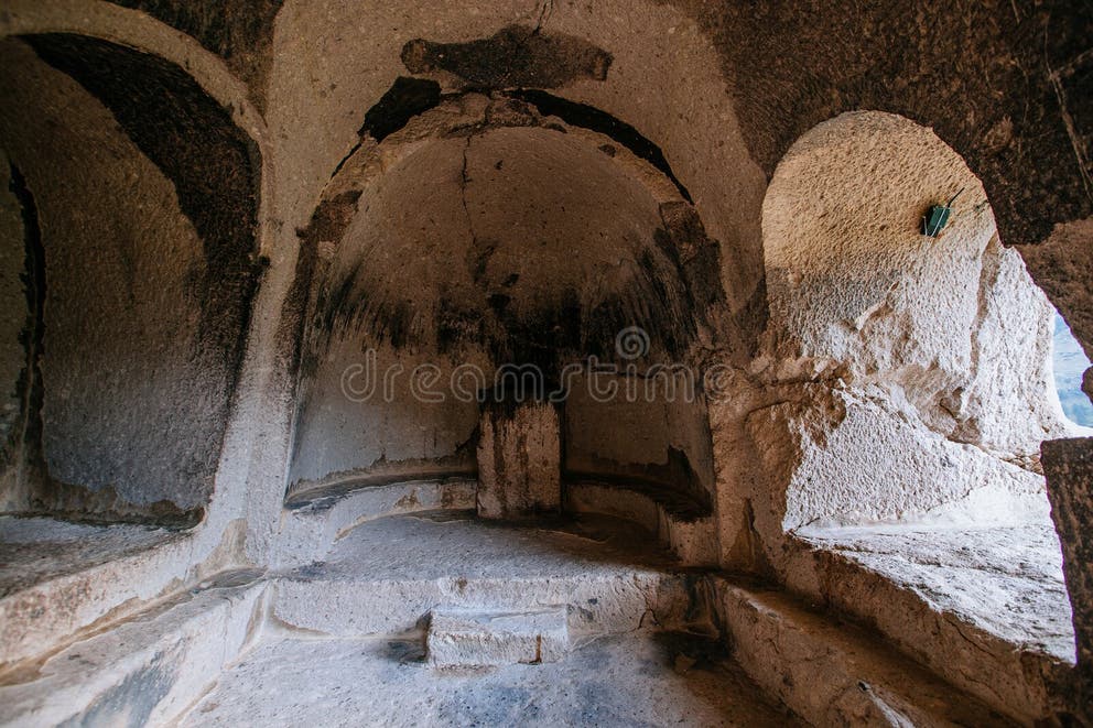 Inside Vardzia Cave Monastery in Georgia Stock Photo - Image of ...