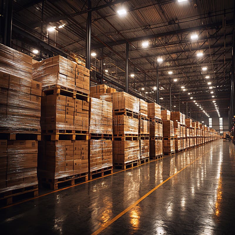 Inside a Vast Warehouse, Stacks of Boxes Sit Ready for Shipping and ...