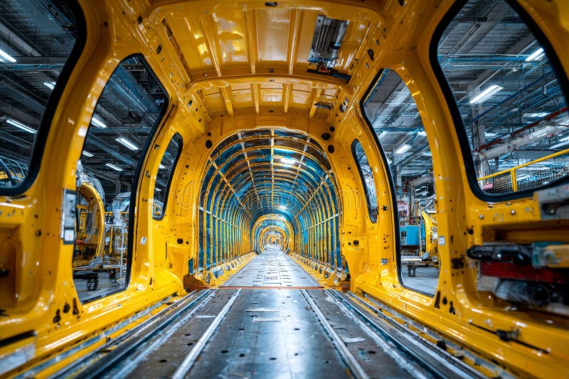 Inside a Vehicle Frame in a Factory Setting, Highlighting the ...
