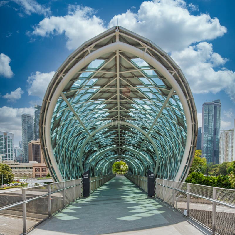 Inside View of an Abstract Bridge in a Modern City in the Morning Stock ...