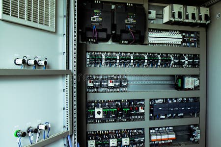 Inside View of an Advanced Control Panel within an Industrial Facility ...