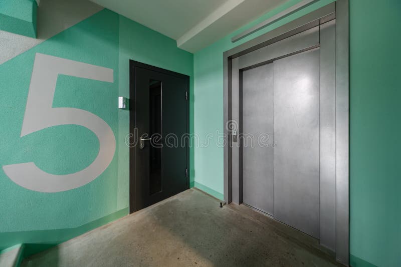 Inside View of an Apartment Building Entrance Stock Image - Image of ...