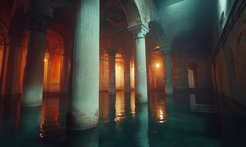 The Inside View of the Basilica Cistern in Istanbul, Turkey, Showcasing ...
