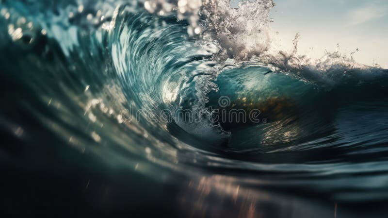 Inside View Beautiful Breaking Ocean Wave Stock Illustration ...
