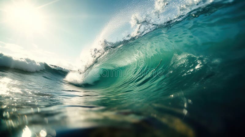 Inside View Beautiful Breaking Ocean Wave Stock Illustration ...