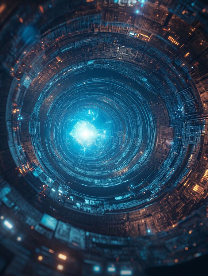 Inside View of Blue and Black Circular Object Stock Illustration ...