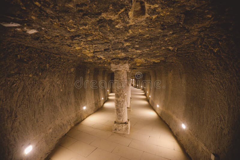 Inside View of the Brick Walls and Stone Columns of the Ancient Step ...
