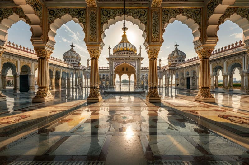 Inside View of a Building Featuring Impressive Columns, Arches, and ...