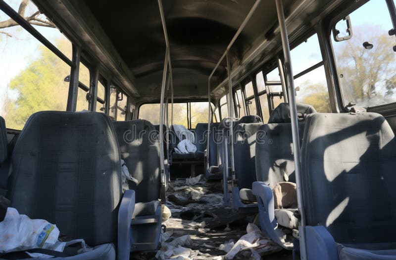 Devastated Bus Interior after Intense Blaze Stock Photo - Image of seat ...