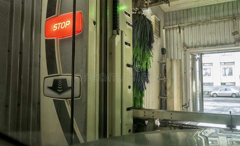 Inside View of a Car Being Washed on an Automatic Machine Stock Photo ...