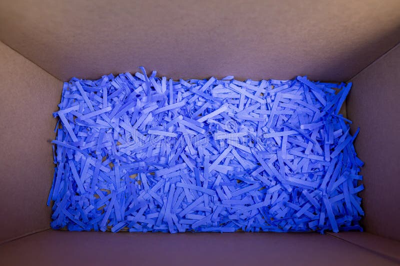 Inside View of a Cardboard Box with Purple Paper Strips Creative ...