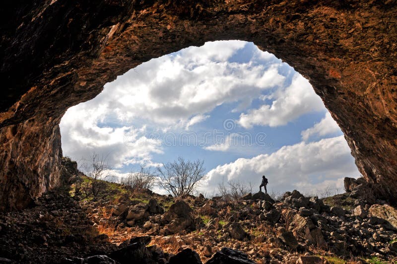 Cave explorer in action stock photo. Image of meander - 17536716