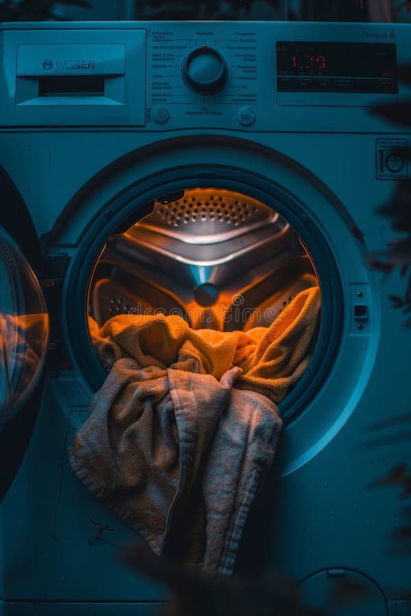 Inside View of Clothes Tumbling during Wash Cycle a Close Up ...