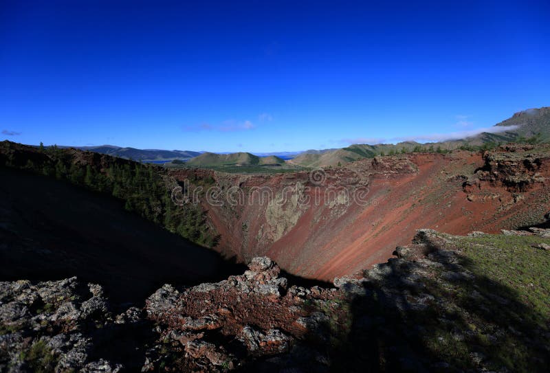 Inside View of the Cone of Khorgo Volcano, Mongolia Stock Photo - Image ...