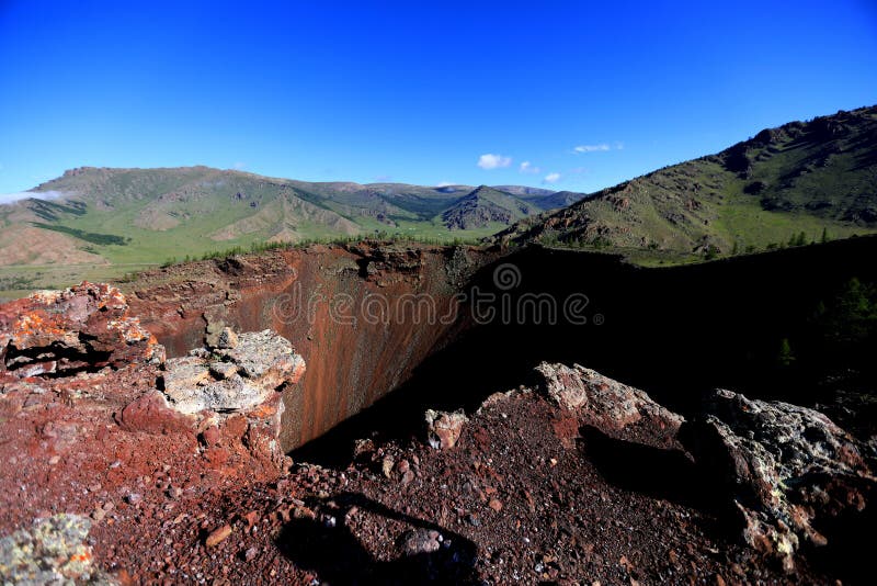 Inside View of the Cone of Khorgo Volcano, Mongolia Stock Image - Image ...