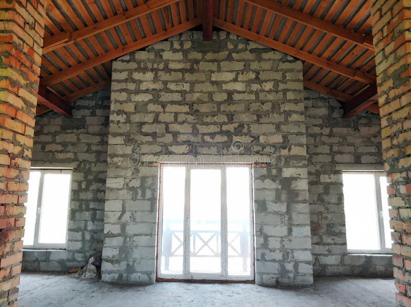 Inside View of the Construction of a Residential Building Made of ...