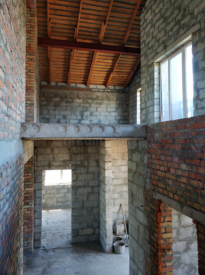 Inside View of the Construction of a Residential Building Made of ...