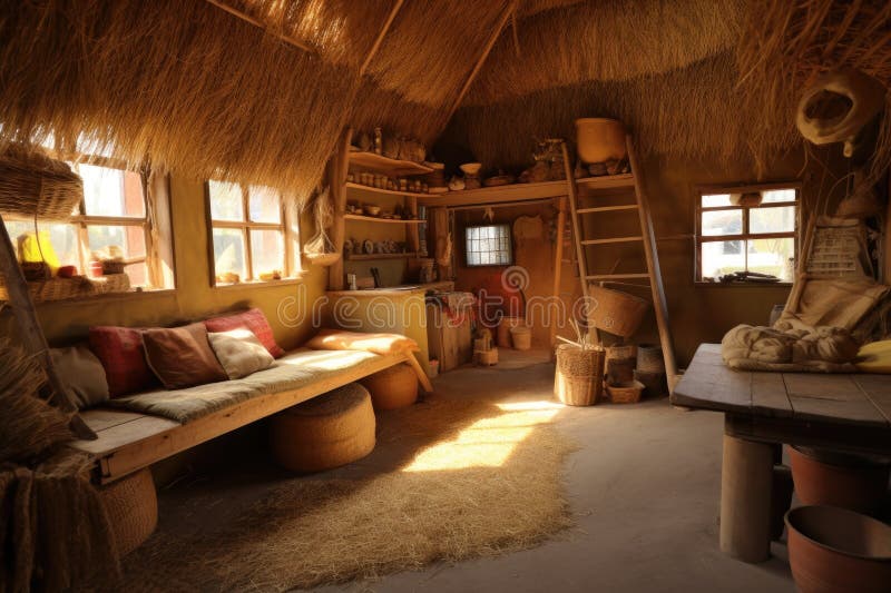 Inside View of Cozy, Straw-filled Coop Interior Stock Illustration ...