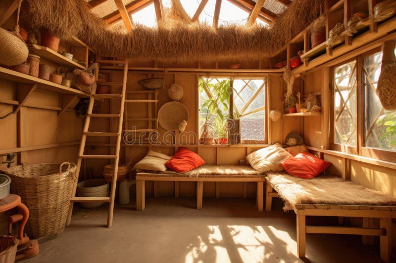 Inside View of Cozy, Straw-filled Coop Interior Stock Illustration ...