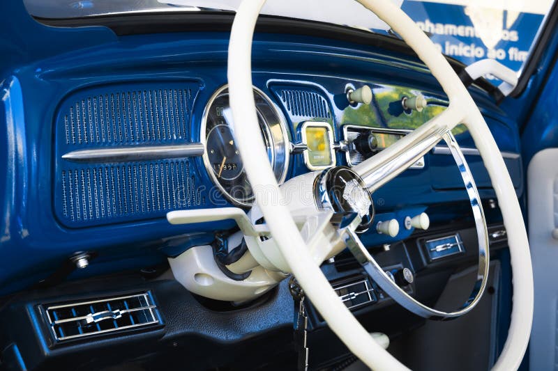 Inside View of the Dashboard of an Old Restored Volkswagen Fusca Beetle ...