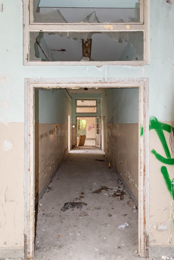 Inside View of a Deserted Run Down Building Stock Image - Image of ...