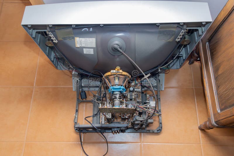 Inside View of a Disassembled Crt Television Showing Components ...